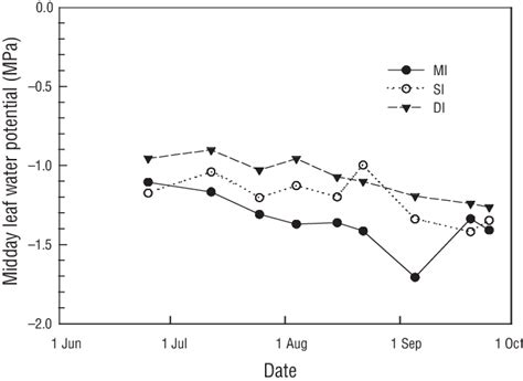 Midday Leaf Water Potentials On Various Dates For Cabernet Sauvignon Download Scientific