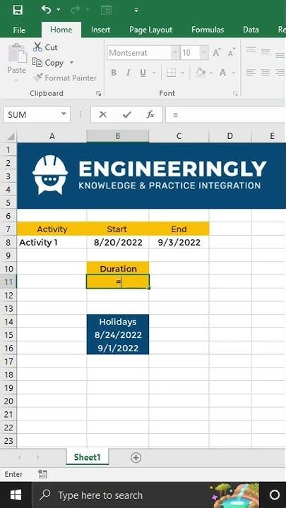 Networkdays Function In Excel Engineeringly Shorts Excel Explore Exceltips Exceltutorial