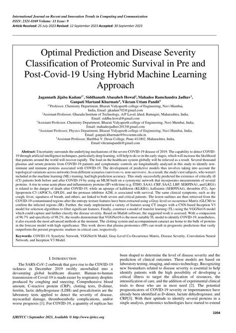 Pdf Optimal Prediction And Disease Severity Classification Of