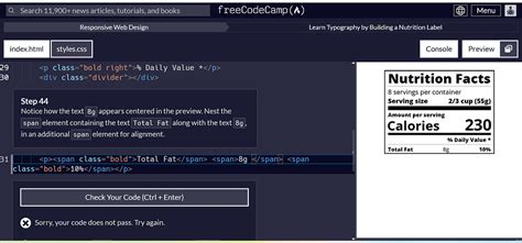 Learn Typography Building A Nutrition Label Html Css The Freecodecamp Forum
