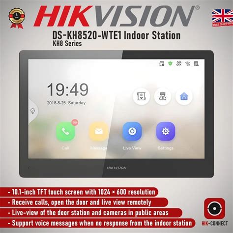 HIKVISION VIDEO INTERCOM Indoor Station Wi Fi IP Based PoE Monitor Toutchscreen