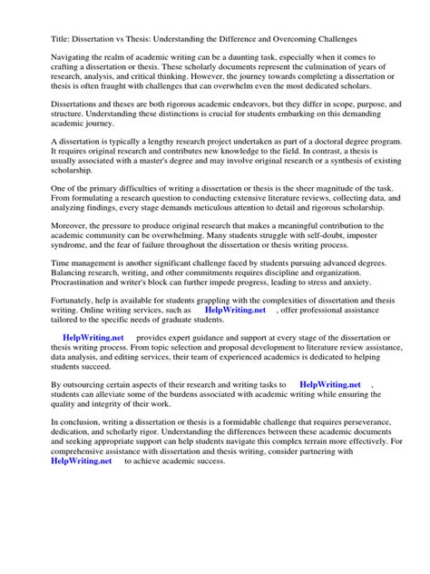 Dissertation Vs Thesis Difference Pdf Thesis Doctor Of Philosophy