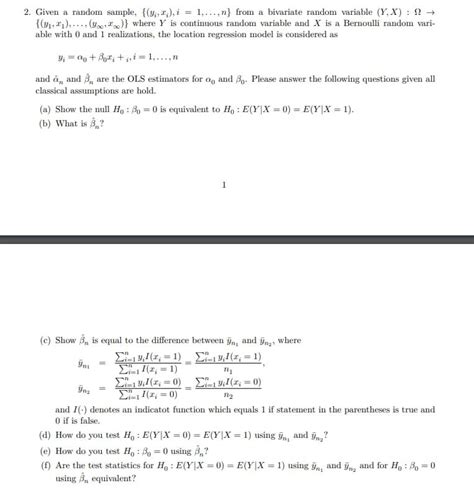 2 Given A Random Sample Yixii1n From A