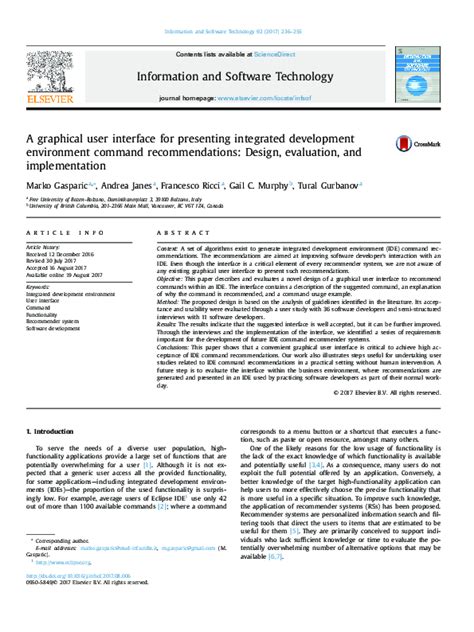 Pdf A Graphical User Interface For Presenting Integrated Development Environment Command