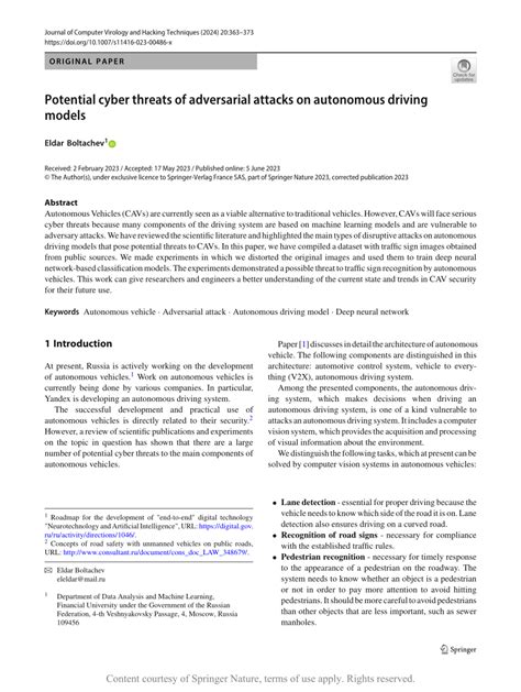 Potential Cyber Threats Of Adversarial Attacks On Autonomous Driving Models