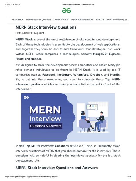 Mern Stack Interview Questions 2024 Pdf Document Object Model Java Script
