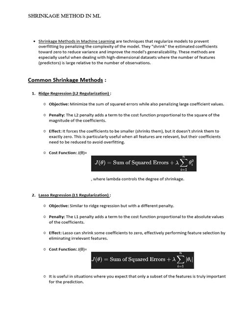Shrinkage Method Pdf Regression Analysis Teaching Mathematics
