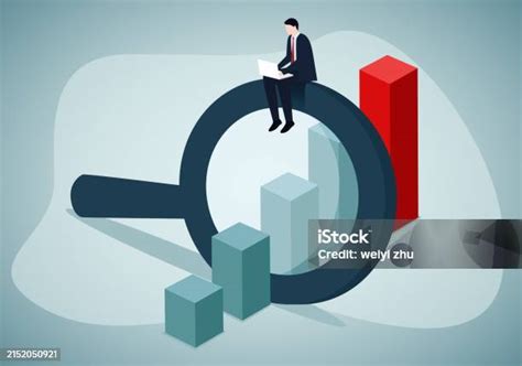 막대 차트와 돋보기를 사용한 경제 성장의 개념 3d 벡터 일러스트 레이 션입니다 금융에 대한 스톡 벡터 아트 및 기타 이미지