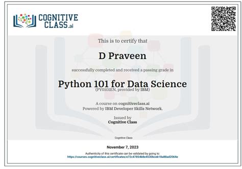 D Praveen On Linkedin Certificatecompletion Python Datascience Pythonfordatascience