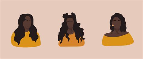 복고풍 배경에 여성 모양과 실루엣의 세트 파스텔 색상의 추상적인 아프리카 여성 현대 미술 포스터 컬렉션 소셜 미디어에 대한 패션