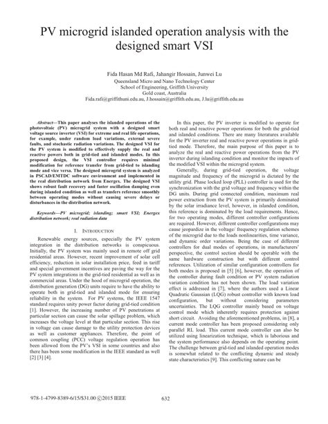 Pdf Pv Microgrid Islanded Operation Analysis With The Designed Smart Vsi