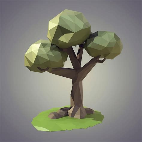 Premium Photo A Low Poly Tree With Green Leaves And A White Background