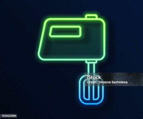 파란색 배경에 고립 된 빛나는 네온 라인 전기 믹서 아이콘 주방 믹서기 벡터 가정 생활에 대한 스톡 벡터 아트 및 기타 이미지 가정 생활 가정 주방 가정의 방