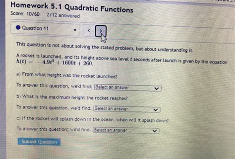 Solved Homework 5 1 Quadratic Functions Score 10 60 2 12