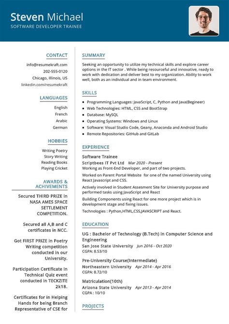 Software Developer Trainee Cv Example In 2025 Resumekraft