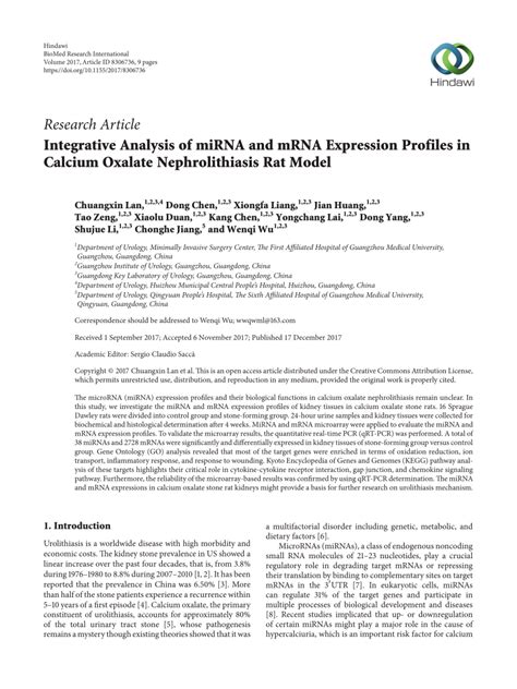 Pdf Integrative Analysis Of Mirna And Mrna Expression Profiles In