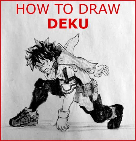 How To Draw Deku Izuku Midoriya From My Hero Academia Step By Step Anime Drawing Tutorial For