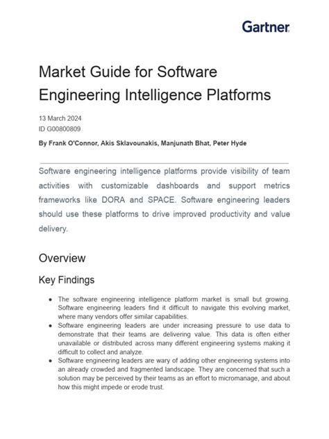 Gartner Market Guide For Software Engineering Intelligence Platforms Pdf Performance