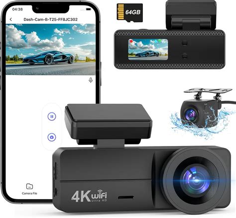 4k Dash Cam Ön Ve Arka 64gb Kartlı Wifi Dash Cam Arabalar Için 4k 1080p Dash Kamera