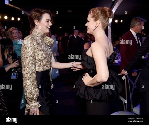 Emma Stone Left And Amy Adams Attend The 25th Annual Screen Actors
