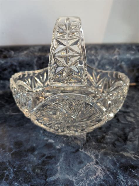 Lead Crystal Cut Glass Basket Etsy