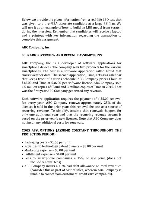 Lbo Modeling Test Example Eloquens