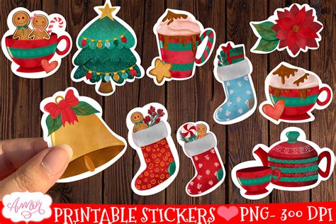 Cute Christmas Sitcker Print And Cut Png Graphic By Amorclipart