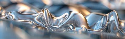 Abstract Shiny Chrome Texture With Flowing Fluid Metal Formations Stock Illustration