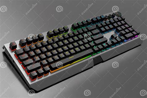 Realistic Computer Keyboard With Metallic Chrome Texture Isolated On