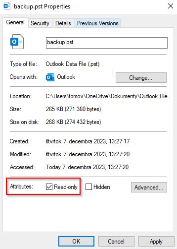 Issue Pst Has Readonly Flag Cloudficient