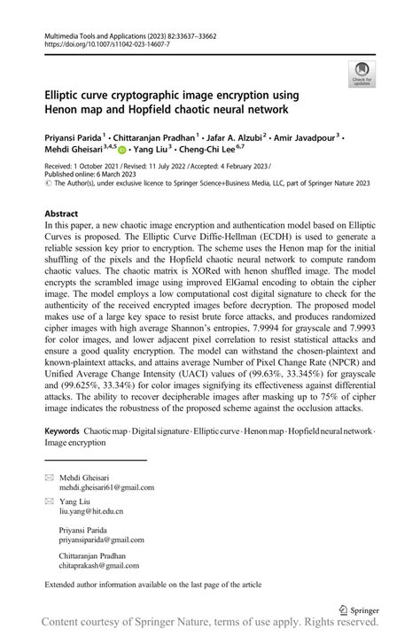 elliptic curve cryptographic image encryption using henon map and