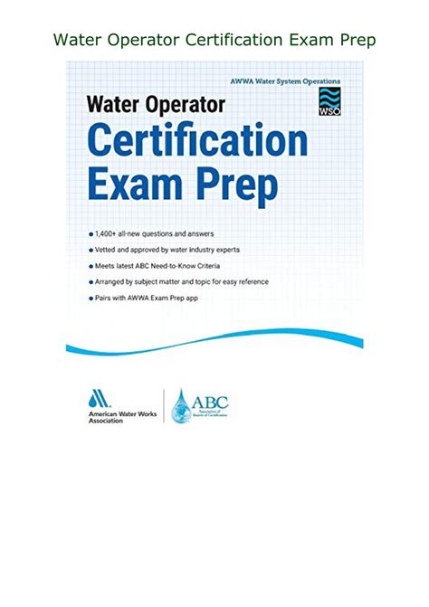 Pdf Water Operator Certification Exam Prep
