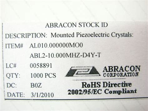 Abracon 10mhz Crystal Abl2 10 000mhz D4y T Hc 49us Qty 20 For Sale