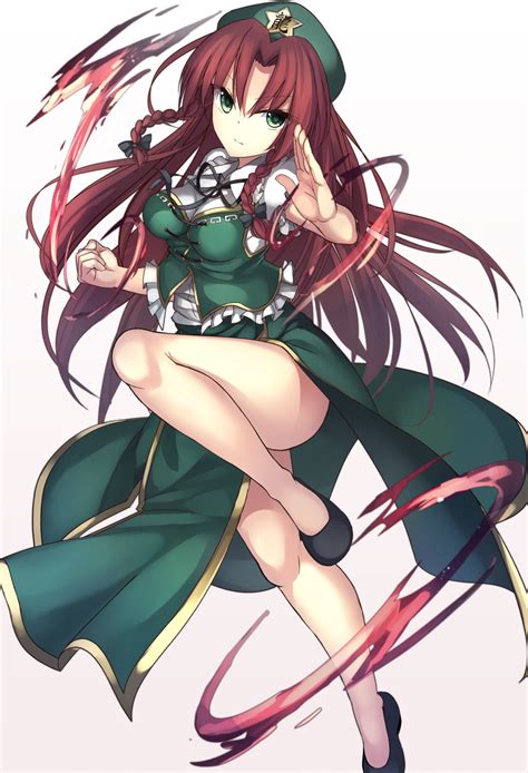 Janne Cherry Hong Meiling Touhou Black Footwear Green Headwear