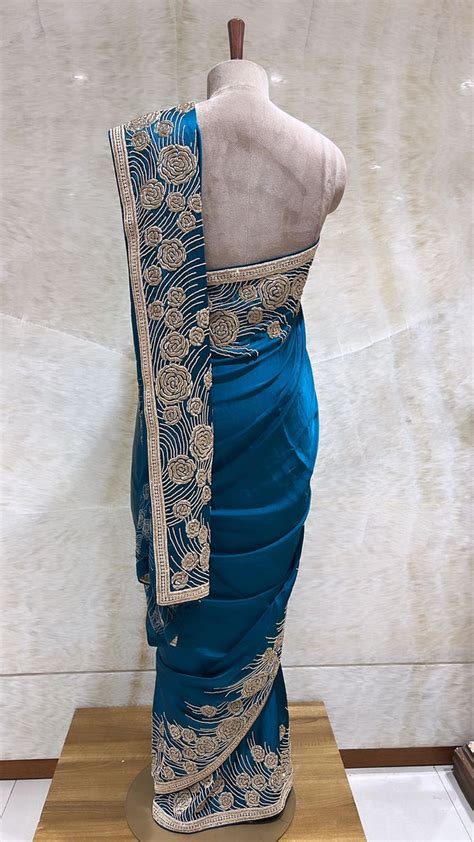 Peacock Color Embroidered Saree Frontier Phagwara
