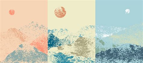 벡터 일러스트 레이션 풍경입니다 그런지 그룬지 표면 텍스처 언덕 산 산 배경 아시아 스타일 포스터 책 표지 웹 템플릿 브로셔 엽서용 디자인 내부 벽 장식 0명에 대한 스톡