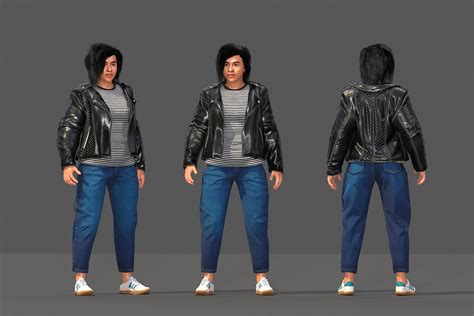 Woman In Blue Jeans And Black Leather Jacket Characters Unity Asset Store