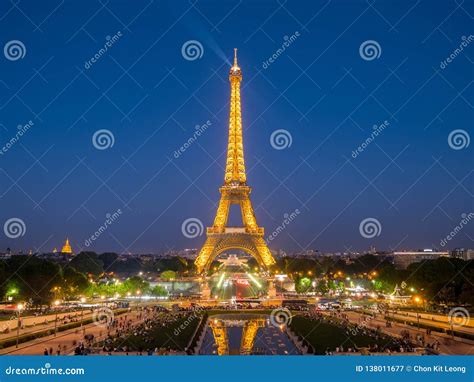 Night View Of The Famous Eiffel Tower Editorial Photography Image Of