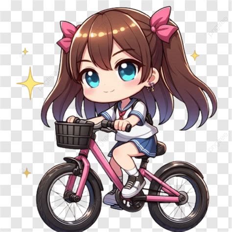 Illustration Of Chibi Girl Riding Bycycle Of Chibi Girl Riding Bycycle