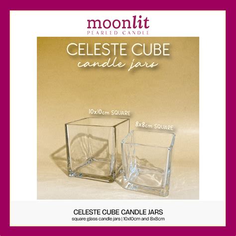 Moonlit Pearled Candle Celeste Cube Square Glass Candle Jars 8x8cm