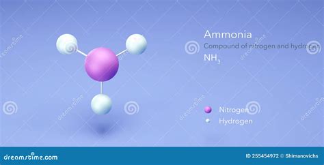 Ammonia Molecular Structure 3d Model Molecule Binary Hydride Structural Chemical Formula View