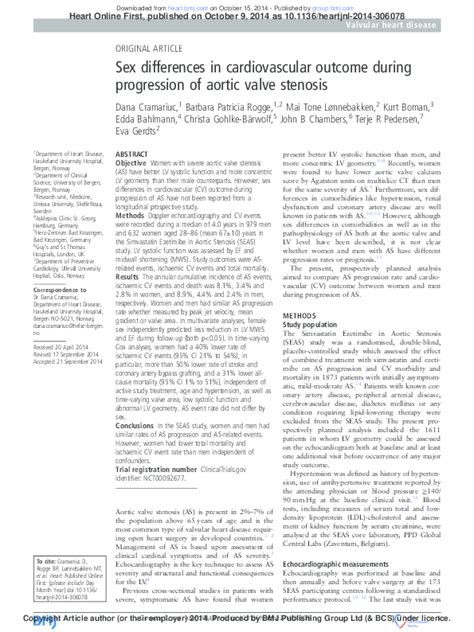 Pdf Sex Differences In Cardiovascular Outcome During Progression Of