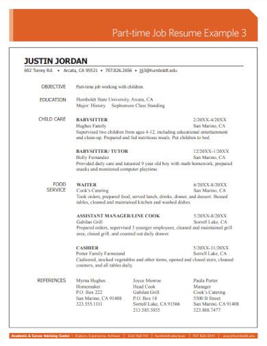 10 Part Time Job Resume Examples To Download