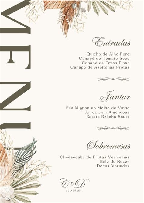 Explora Os Nossos Modelos Gratuitos De Menus De Casamento Canva