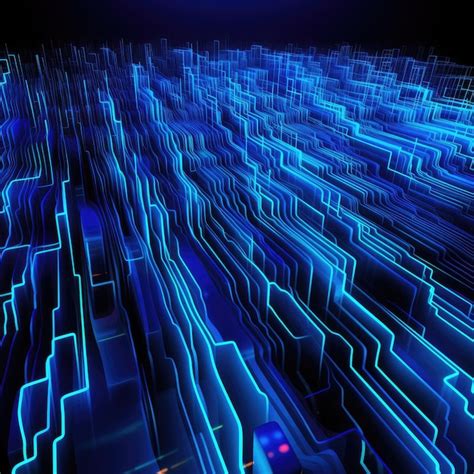 Digital Data Streams Futuristic Vibrant Blue Seamless Pattern Premium Ai Generated Image