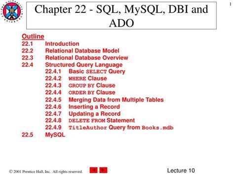 PPT Chapter 22 SQL MySQL DBI And ADO PowerPoint Presentation Free Download ID 3288897