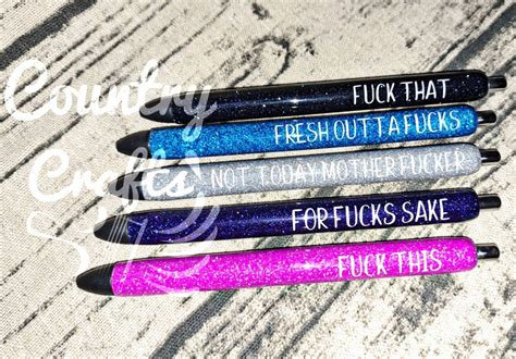 Epoxy Glitter Pen Set Rated R Swear Cuss Word Days Of The Week Pens Fuck Pen Set Funny