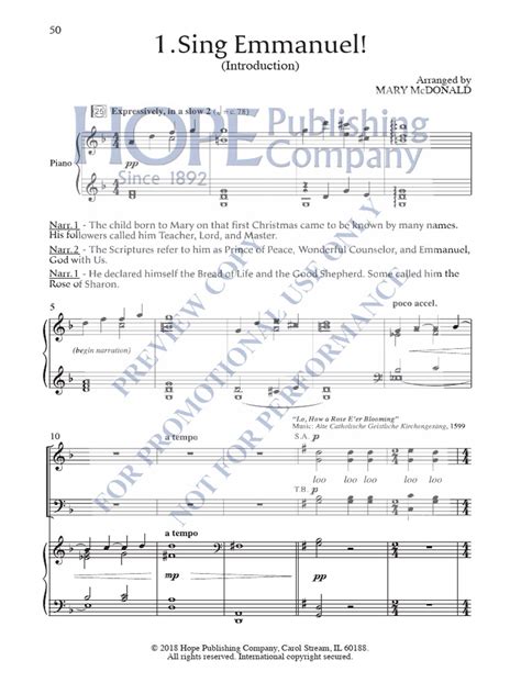 Sing Emmanuel Christmas Music Arrangement Pdf