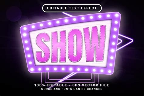 3d Text Effekt Und Bearbeitbarer Text Effekt Mit Hellem Licht Und Neon Rand Zeigen Premium Vektor