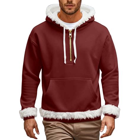 Fyduu Mens Half Zip Pullover Hoodie Soft Casual Long Sleeve Hooded